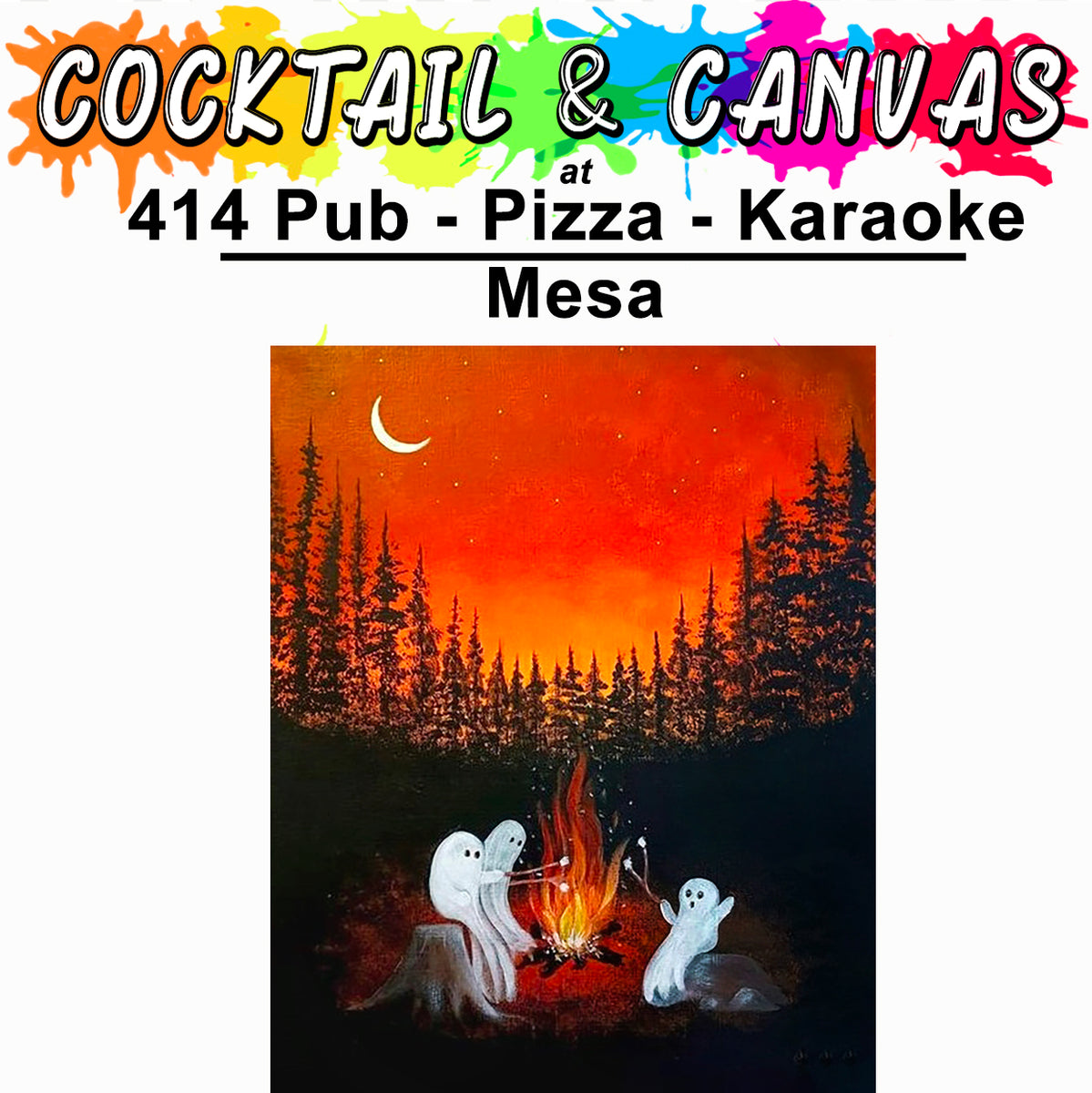"Ghostly Campfire" Paint and Sip at 414 Pub - Pizza - Karaoke on Sat ...